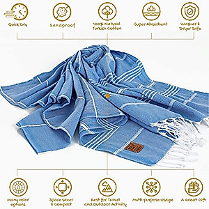 Gold CASE Turkish Beach Towel Bath Towels LYCIA Series - Set of 6 - XXL Oversized 70x38 inches -100% Cotton - Quick Dry Lightweight Sand Free Turkish Towel (Black)