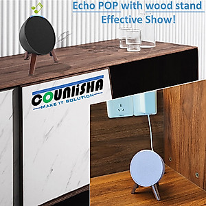 Real Wood Stand for Echo Pop Speaker (Newest Model),Tripod Accessories Holder for Better Sound,Secure Sturdy Wooden Table Mount for Alexa Pop (Walnut)