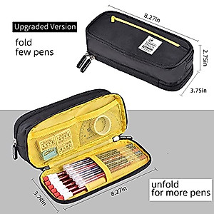 BWBOWANG pencil case large capacity pencil case storage box cosmetic bag Oxford cloth large storage stationery case with zipper, suitable for most pencil cases (black), wlf-118, 8.27x2.75x3.75