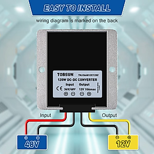 Dreyoo 2 Pack 36V 48V to 12V Converter Golf Cart Voltage Reducer, 10A 120w DC to DC Buck Converter 12 Volt Voltage Regulator for Golf Cart Club Car Audio LED Strip Light Universal Power Stabilizer