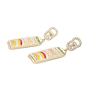 Champagne Wine Glass Enamel Dangle Earrings Shiny Rhinestones Crystal Pearl Beaded Drop Earrings Charming Vase Glass Cup Flash Earrings for Women Girls Exquisite Jewelry Gift (New-Pearl)