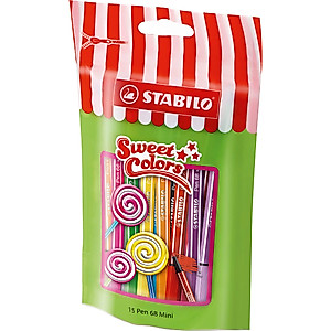 STABILO Pen 68 Mini Sweet Colors Premium Felt-Tip Pens - Assorted Colours, Pack of 15