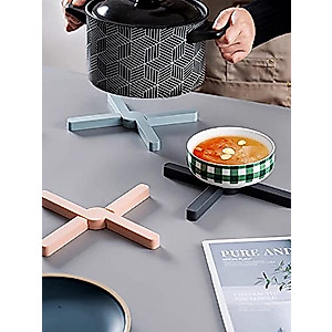 4 Pack Foldable Silicone Trivet Mats, Hot Pot Holder Hot Pads Drying Mat Heat Resistant for Table Kitchen (4 Pack Foldable X-Shaped)
