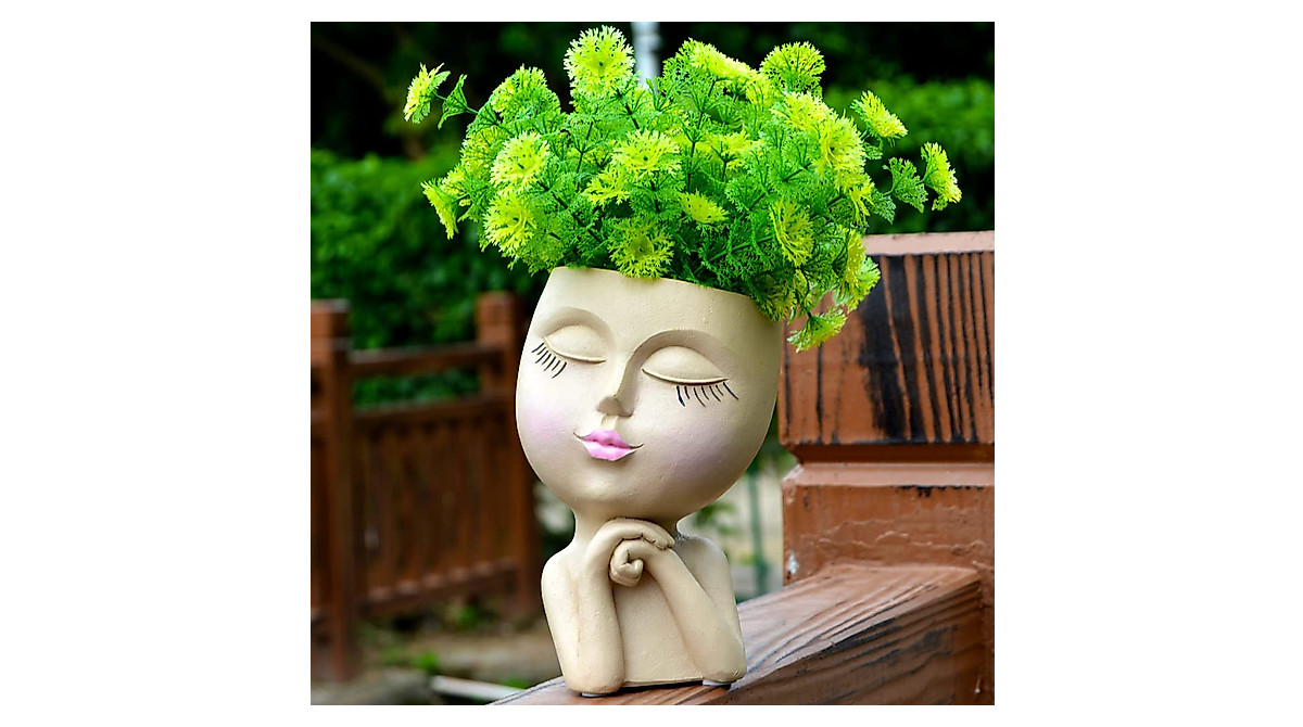 Face Planter Pot Head Planters, Lady Heads Flowerpot, Cute Girl Faces ...