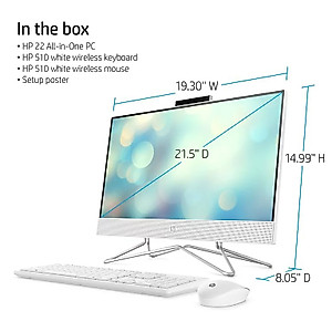 HP 2024 21.5" FHD All-in-One Desktop Intel 4-Core Pentium Silver J5040 Intel UHD Graphics 32GB DDR4 1TB NVMe SSD WiFi AC BT HDMI Webcam RJ45 Wilress KB&Mouse White Windows 10 Pro w/RE Accessories