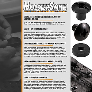 HolsterSmith Holster Attachment Mounting Assembly – (12 Pack) - (1/4 Chicago Slotted Binding Post + 1/4 Truss Head Screw + 1/8 EPDM Washer) - for DIY KYDEX Holster Belt Clips & More