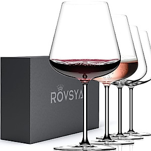 OJA Red Wine Glasses Set of 4-28oz Large Wine Glasses Hand Blown Crystal-Clearer,Lighter for Wine Tasting,Gift Packaging for Christmas Day,Wedding,Birthday