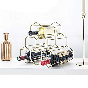 PENGKE Wine Rack Freestanding Wine Holder,6 Bottles Countertop Free-Stand Wine Storage Protector for Red White Wine