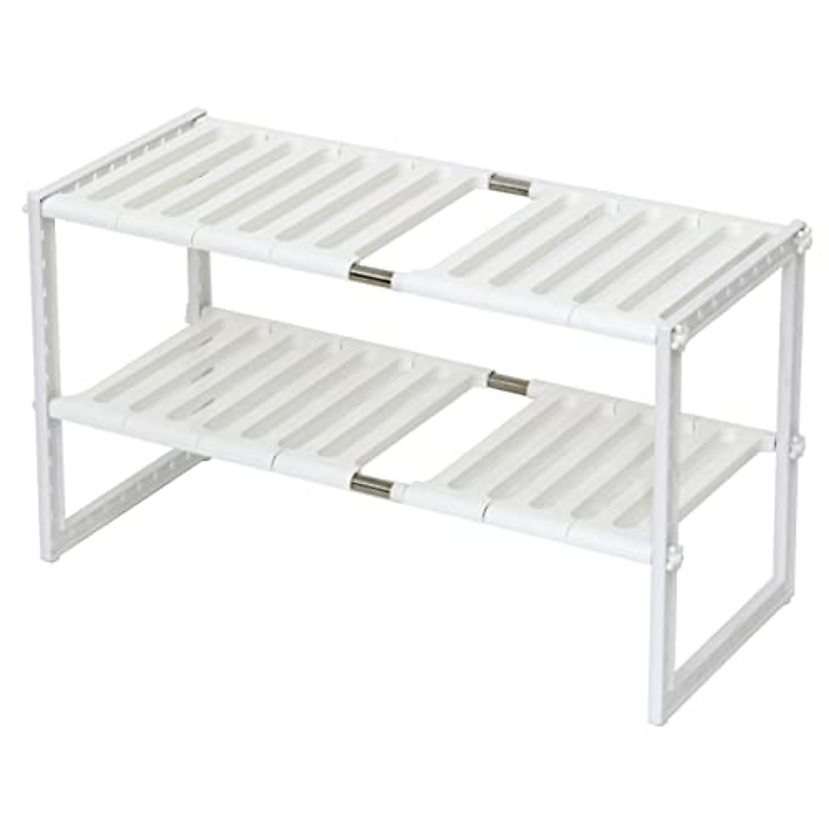 COELO Under Sink Organizer 2-Tier Expandable Shelf Kitchen Bathroom Cabinet Multi-purose Storage Standing Rack, White