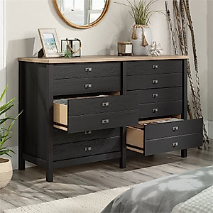 Sauder Cottage Road 6-Drawer Bedroom Dresser in Raven Oak, Raven Oak Finish