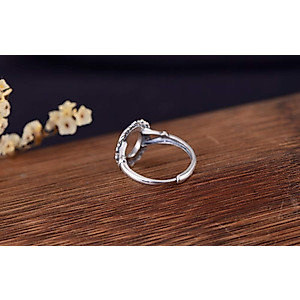 Ring Blank (8x10mm Oval Blank) Adjustable Thai Sterling Silver Ring Base Oval Cabochon Ring Setting R781B