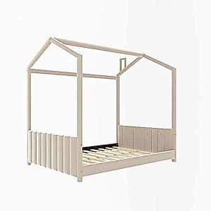 Merax Full Size Velvet House Bed Wood Bed