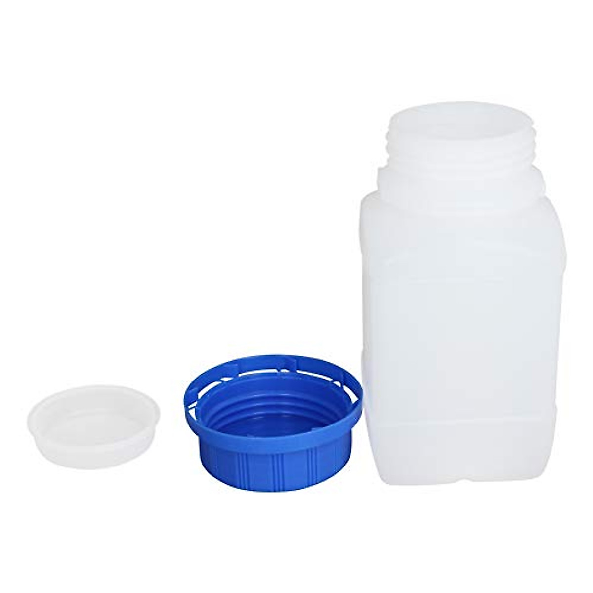 Othmro 5pcs Plastic Lab Chemical Reagent Bottles, 250ml/8.5oz Wide Mouth Liquid/Solid Square Sample Storage Container Sealing Bottles with Anti-theft Cap Blue