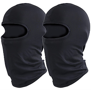 Balaclava Ski Mask Face Cover Full Head Mask Windproof Sun UV Protection Outdoor Sport Ski Scarf Cycle Cap Men Women, 2 PCS (Black + Green)