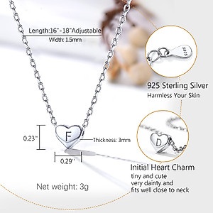 PROSILVER Dainty Silver Heart J Necklace For Women Pendent Neckles
