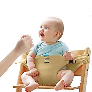 Lychee Harness Seat for High Chair Baby Feeding Safety Seat with Strap, Toddler Booster Harness Belt Portable Dining Seat Strap for Travel Home Restaurant Shopping (Khaki)