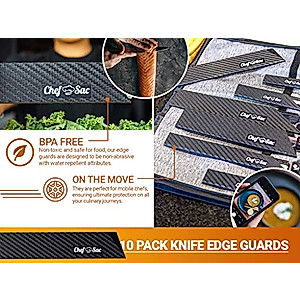 Chef Sac Knife Edge Guards | Universal Knife Cover & Professional Knife Protector | Durable BPA-Free ABS Plastic Knife Guards | Gentle Non-Scratch Felt Lining Chef Knife Sheath (10-Pack)