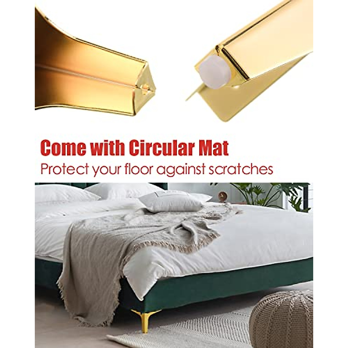 MILDWOO Metal Furniture Legs 4 Inch, 8 PCS Triangle Furniture Feet Modern Style Furniture Sofa Legs, Heavy Duty Replacement Gold Legs for Cabinet, Cupboard, Table, Sofa, Couch Chair