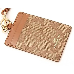 Coach Signature PVC Lanyard ID Badge Card Holder (Khaki/Saddle)