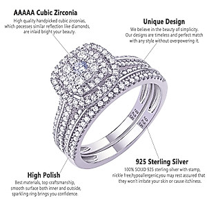 Newshe Jewellery Engagement Rings for Women Wedding Ring Set AAAAA Cz 925 Sterling Silver Band Round 1.6Ct Size 8