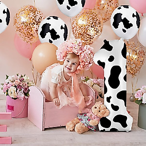 40 Inch Cow Print Number 50 Balloons Jumbo 50 Foil Party Balloons for 50th Birthday Party Decorations, 50th Anniversary Event Decor Supplies