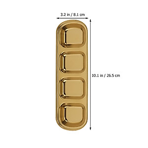 Zerodeko Sauce Dish 4-grid Dipping Tray - Stainless Steel Serving Platter - Condiment Seasoning Dipping Bowl Snack Sushi Tray Sugar Spices Oil Plate for BBQ Hot Pot
