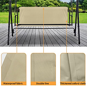 Outdoor Swing Replacement Seat Fabric,600D Thickened Oxford Waterproof Sunscreen Porch Swing Cushions for Patio Furniture Garden Bench,Beige, 57.7X 19.5 x 19.5 in