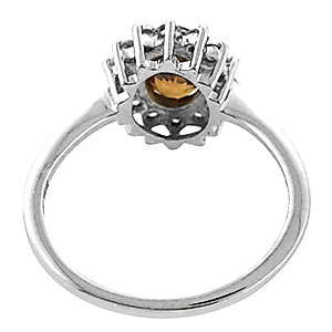 Carillon Princess Diana Brown Color Gemstone Solitaire Accents 925 Sterling Silver Women's Engagement Ring (Sterling Silver, 10.5)