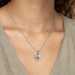 Sterling Silver Cremation Urn Jewelry - Cardinal Heart Cremation Keepsake Pendant Necklace Bracelet Memorial Jewelry Gifts for A Loss of The Loved One (Necklace)