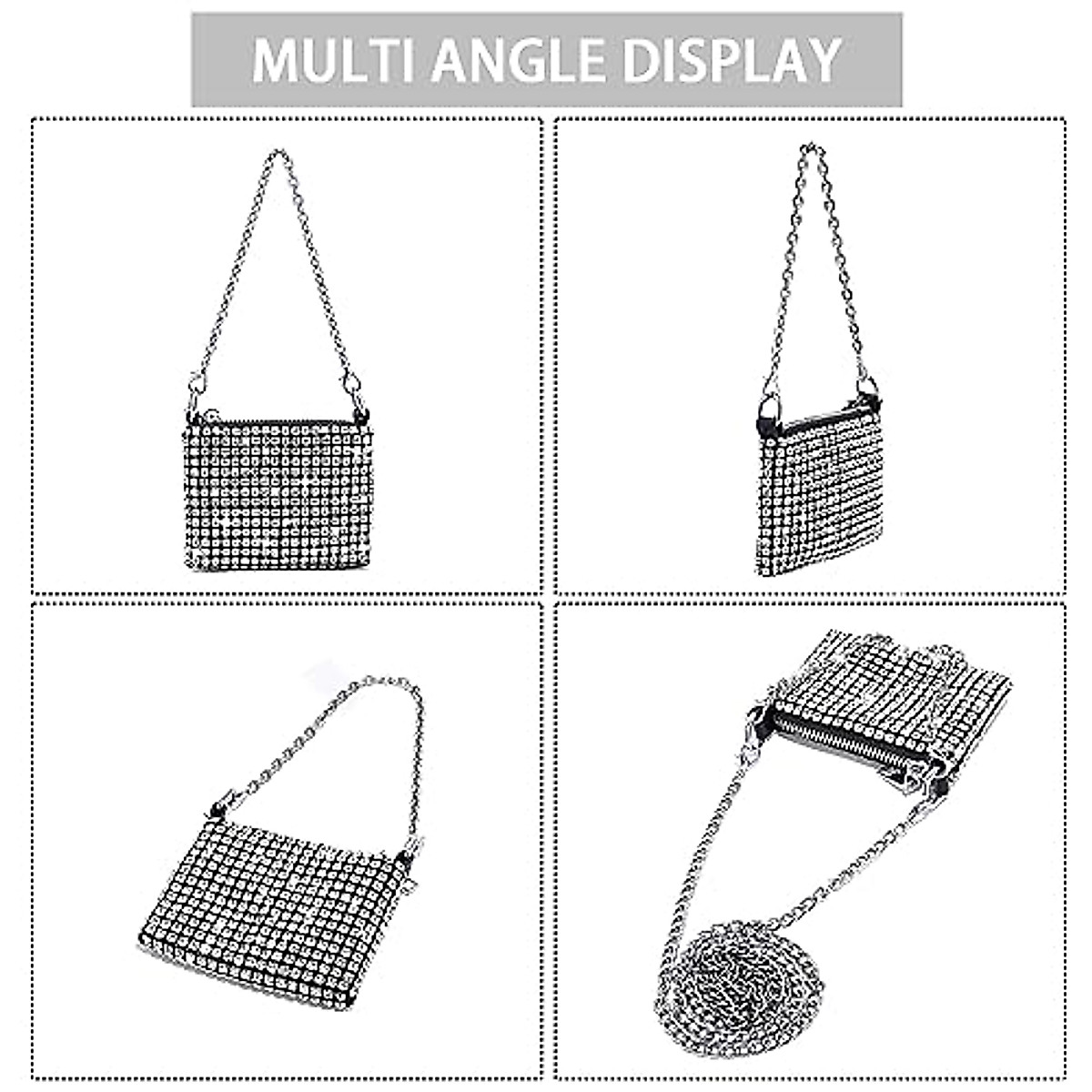 NEWROGENG Mini Purse Rhinestone Evening Bag, Sparkly Party Purses for Women Evening Small Crossbody Bag Handbag