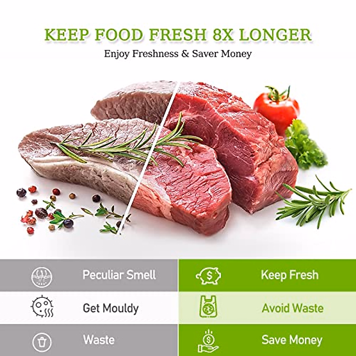 Sifxouped Vacuum Sealer Machine,20 Pcs Vacuum Sealer Bag,Led Display Vacuum Sealers,Household Small Vacuum Sealing Machine,Suitable for Dry, Moist,Oily and Soft Food Storage (White)