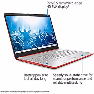 2022 Newest HP 15 15.6” HD Display Laptop Notebook, Intel Pentium Quad-Core N5000(Up to 2.7GHz), 8GB DDR4 RAM, 128GB SSD, 1-Year Office 365, HDMI, USB-C, WiFi, Webcam, Win10, Scarlet Red +JVQ MP