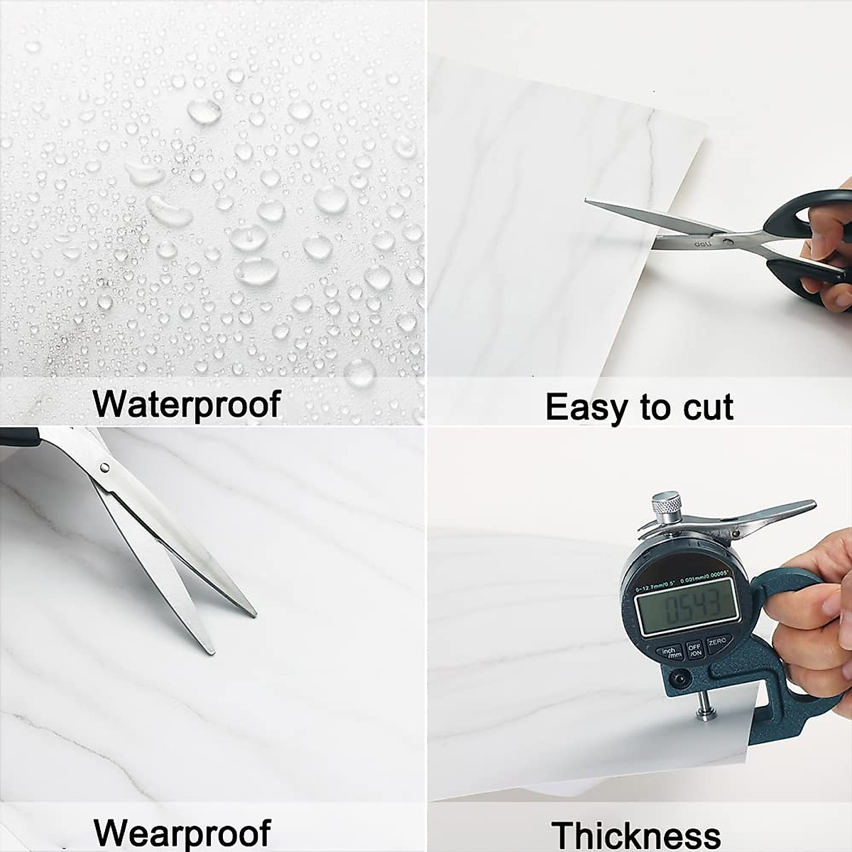 Peel and Stick Floor Tile Vinyl Flooring Peel and Stick Flooring White Marble Self Adhesive Floor Tile for Bathroom and Bedroom Marble Look 12x12 Inch (12 PCS)