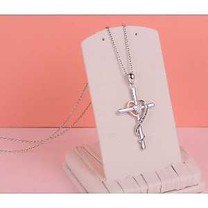 JZMSJF S925 Sterling Silver Faith Hope God in My Heart Cross Pendant Necklace Gift for Women Adults Teens