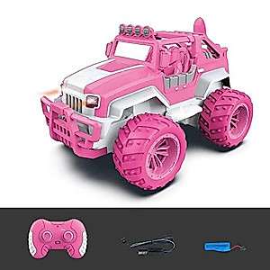 Goolsky Remote Control Car for Girls, 1:12 Pink RC Rock Crawler 2.4GHz 4WD RC Convertible Off-Road Vehicle All Terrains with Shovel Dual LED Lights Hobby RC Trucks Rechargeable Electric Toy for Kids