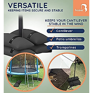 Baser Fillable Straight Sandbags, 4 x 55 LBS fillable Weight Bags for Patio Umbrellas, Cantilevers and Garden Accessories