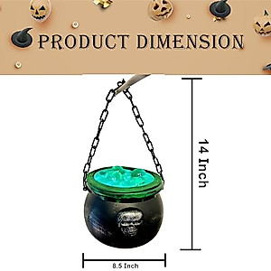 GIFTEXPRESS 8 Inches Special Effect Halloween Black Cauldron with Light-up Green Potion, Witch Cauldron with Brew Sound Effects for Halloween Decoration, Horror Scene Witch Holiday Décor Theme Party