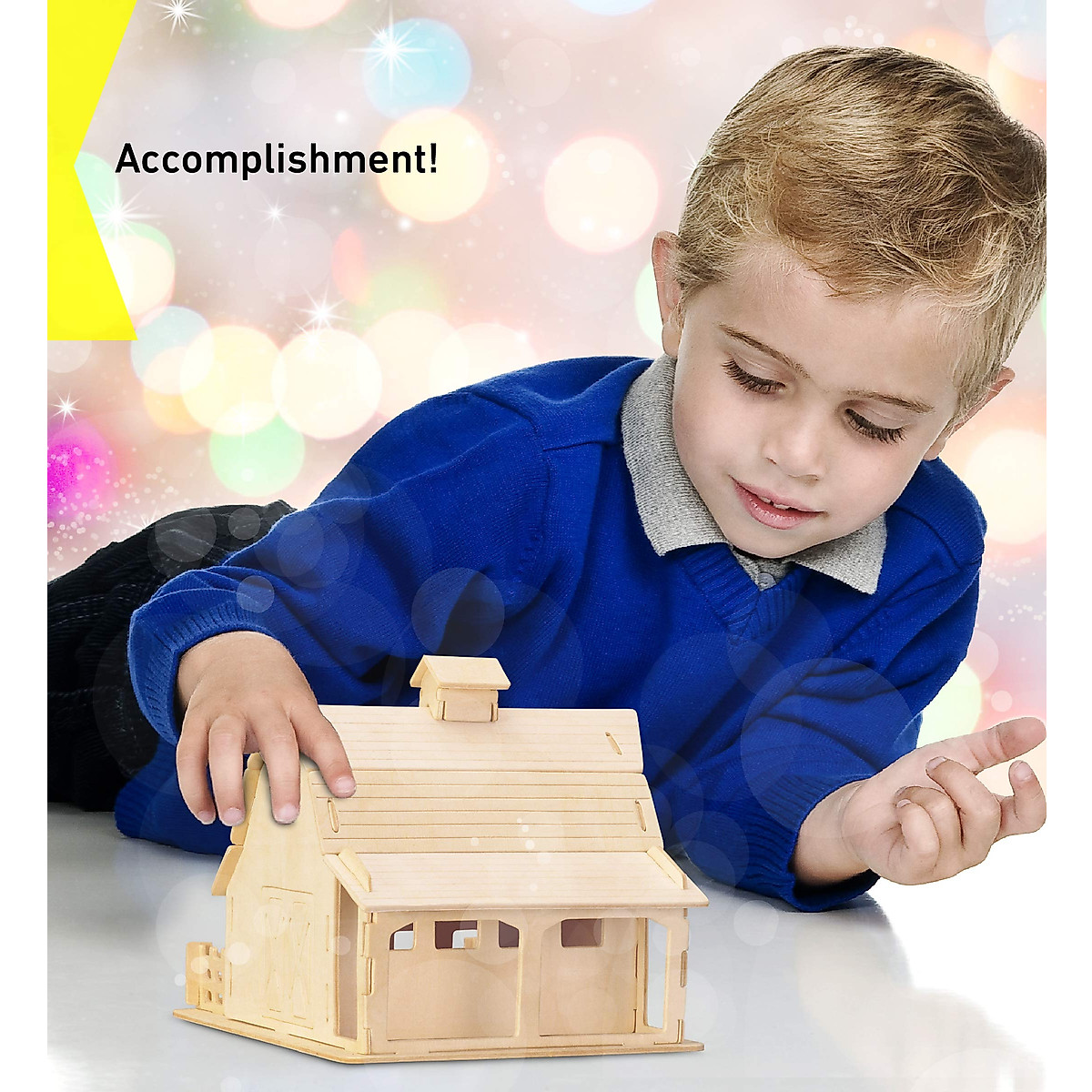 Puzzled 3D Puzzle Farm Barn Set Wood Craft Construction Model Kit, Fun & Educational DIY Wooden Toy Assemble Model Unfinished Crafting Hobby Puzzle to Build and Paint for Decoration 21 Pieces Pack