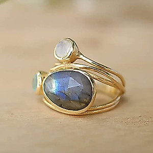 Acrylic Rings Chunky Bohemian Abalone Shell Ring Worry Relief Ring Plain Hammer Belt Ring Love Ring For Men And Women (Gold, 9)