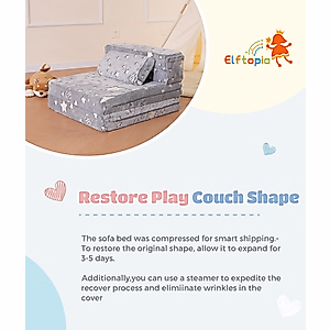 Elftopia 3-in-1 Folding Sofa Bed for Kids,Tri Folding Floor Toddler’s Mattress Fold up Sofa Bed,Child Foldable Futon Mattress,Folding Couch for Kids,Glow in Dark-Stars