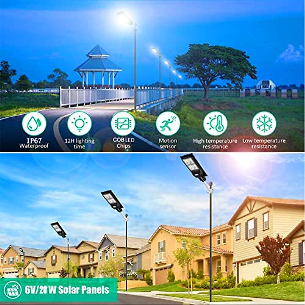 FDSAG 200Watt Solar Street Lights, 6500K 35000LM LED Outdoor Street Light Dusk to Dawn, LED Wide Angle Lamp IP67 Waterproof with Motion Sensor and Remote Control, for Parking Lot, Yard, etc