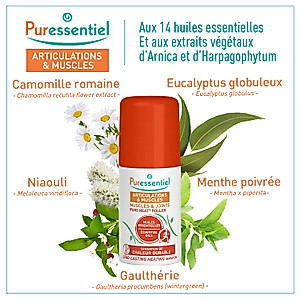 Puressentiel Muscles and Joints Pure Heat Roller - Essential Oil Roll-On for Soothing Joints and Muscles - Warm Sensation Eases Stiffness - 2.5 oz