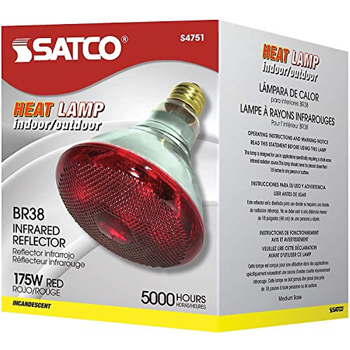 Satco S4751 Medium Light Bulb in Bronze/Dark Finish, 5.31 inches, 1 Count (Pack of 1), Red Heat