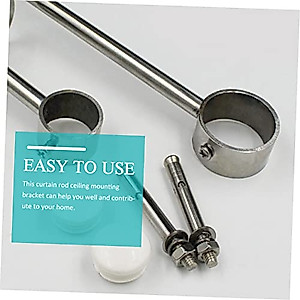 TIDTALEO 2pcs Pole Crane Shower Rod Holder Boom Stand L Brackets Heavy Duty Ceiling Mount Brackets for Curtain Rods Boom Pole Holder Closet Pole Clothes Rod Socket Bathroom Accessory Holder