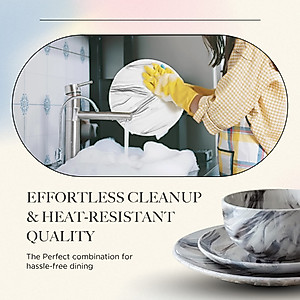 American Atelier Round Dinnerware Set-12-Piece Stoneware Modern Plates & Bowls Sets | Gift Set Includes Dinner Plates And Bowls - Stoneware Dinnerware Set, Gray