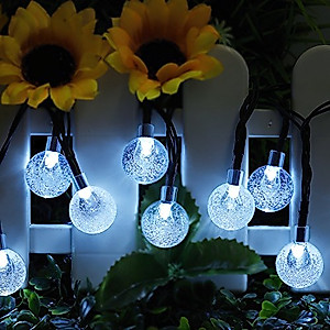 Solar Globe Lights Outdoor,20FT 30 LED Waterproof Fairy String Lights Hanging for Indoor/Outdoor Commercial Decor Ambiance Lighting for Garden Backyard Wedding Holiday Party(8 Modes/White)