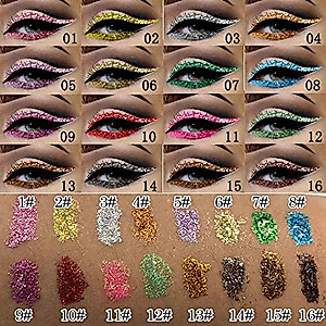 3 Colors Glitter Sparkle Sparkly Sparkling Eyeliner Liquid Makeup Set delineadores de colores, Liquid Glitter Eyeliner Colorful Set Star Gray, Sand Gold, Coffee Golden Shimmer 3Pcs/set(14,15,16#)
