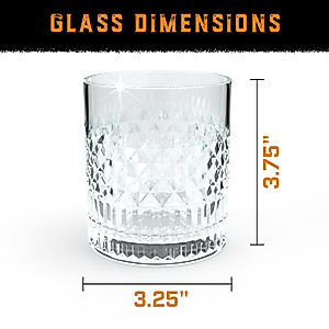 Aged & Charred Old Fashioned Whiskey Glasses Set of 4 - Premium Crystalline Bourbon Glass - Scotch Glasses Sophisticated Design - Elegant Gift Box