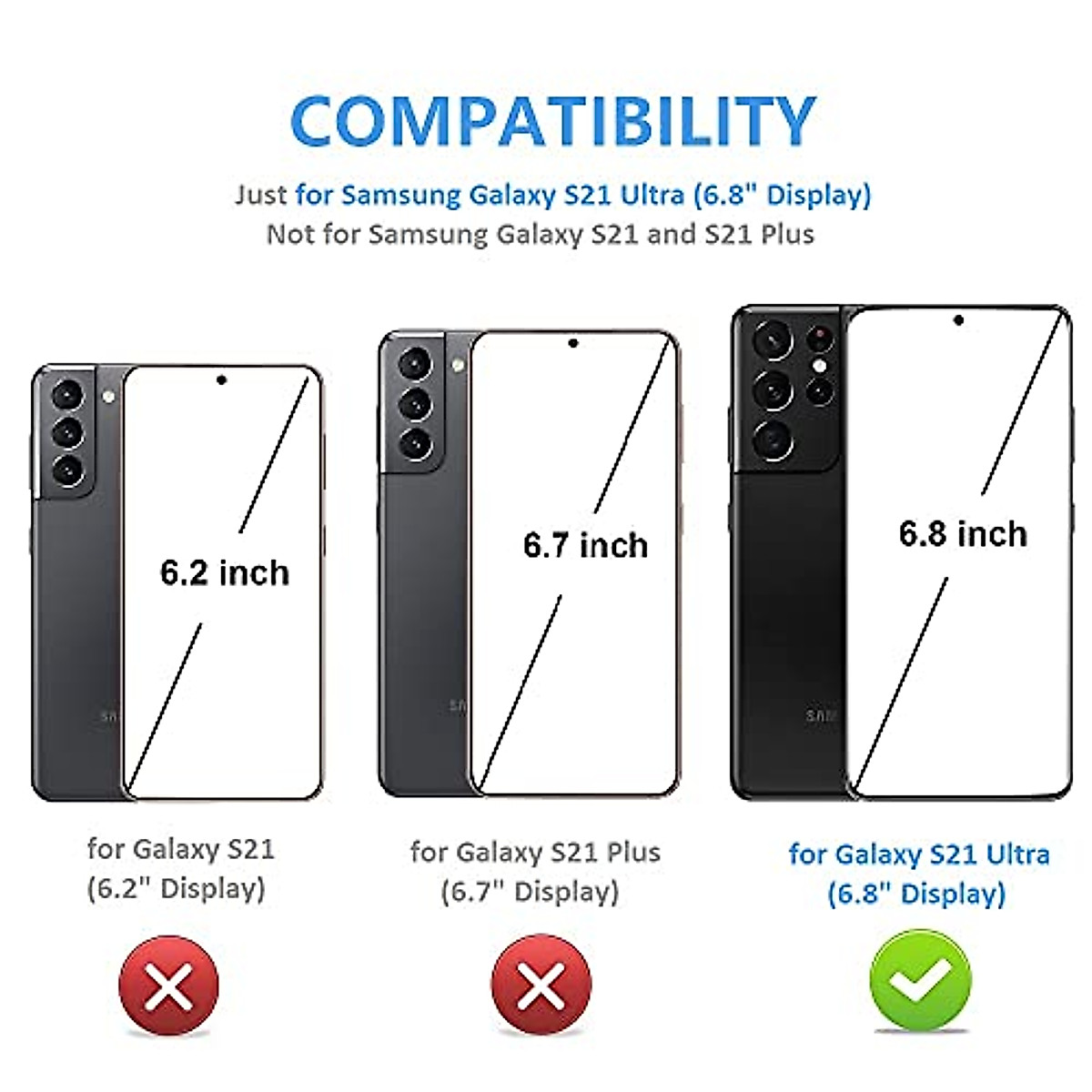 ONETOP for Samsung Galaxy S21 Ultra Wallet Case with Card Holder, Genuine Leather RFID Blocking Kickstand Wireless Charging Compatible, Long Magnetic Clasp Folio Cover with Wrist Strap 6.8 Inch Blue