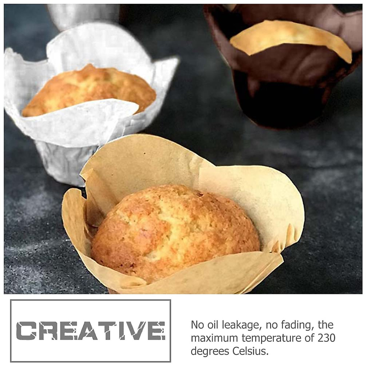 Cabilock 100pcs Cupcake Liners Tulip Lotus Style Baking Cups Cupcake Wrapper Muffin Liners Baking Cups Greaseproof Paper for Bakery (White)